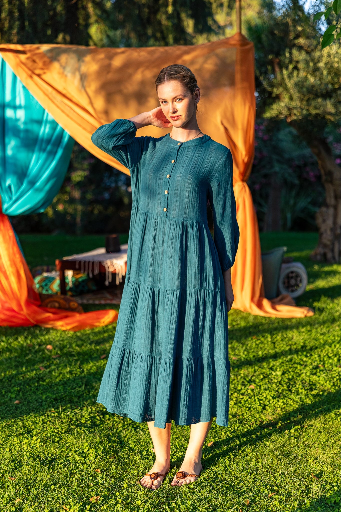 Elodie Maxi Elbise - Etamin Ekru | Begonville